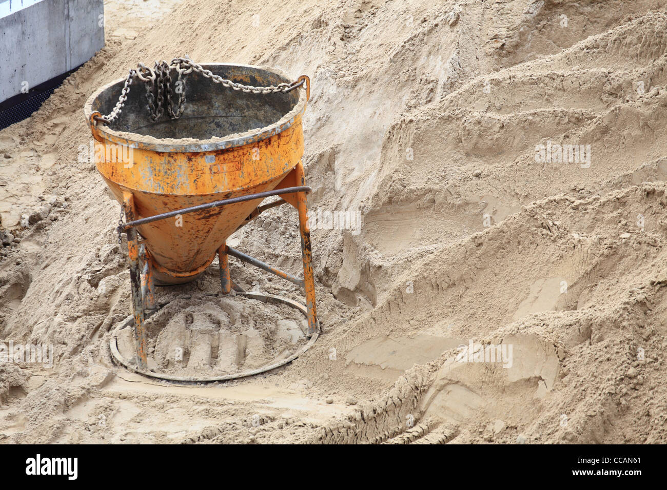 construction building site pouring concrete in form sand Stock Photo ...