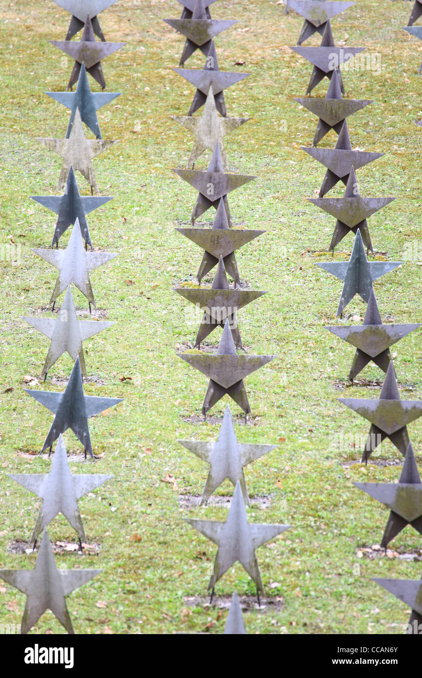 Rows Of Star Tombstone at cemetery, soviet burial ground. Gdynia ...