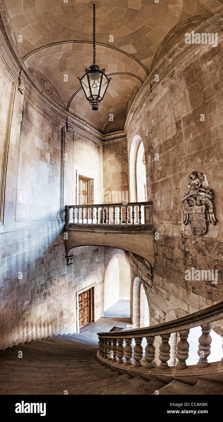 Architectural elements with ancient stairs and arches in high ...