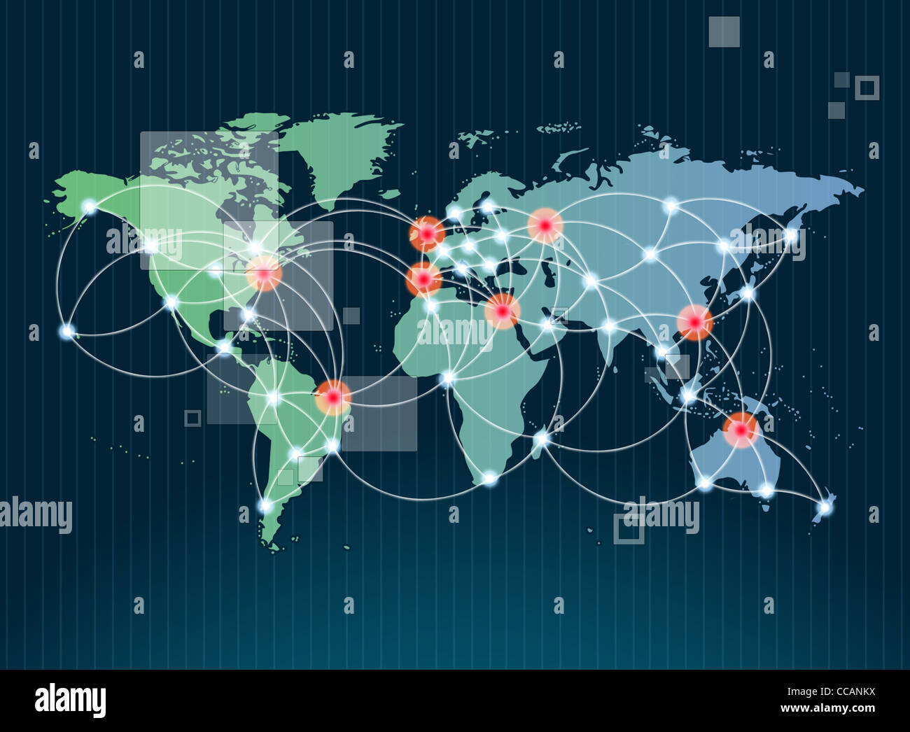Global networking symbol of international comunication featuring a ...