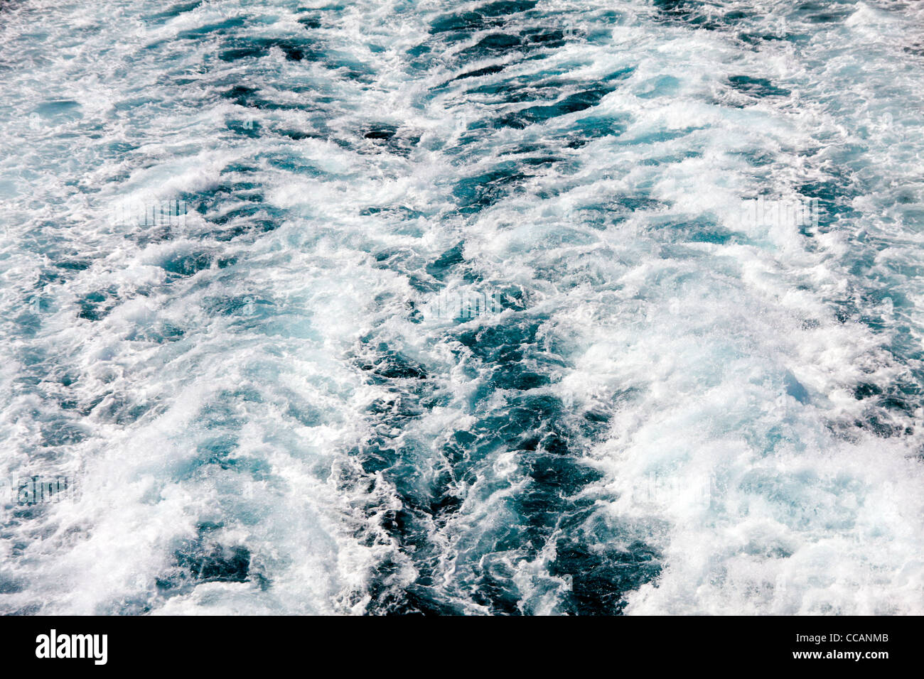 View of the water-turbulence trace left by an ferry in the Cyclade ...