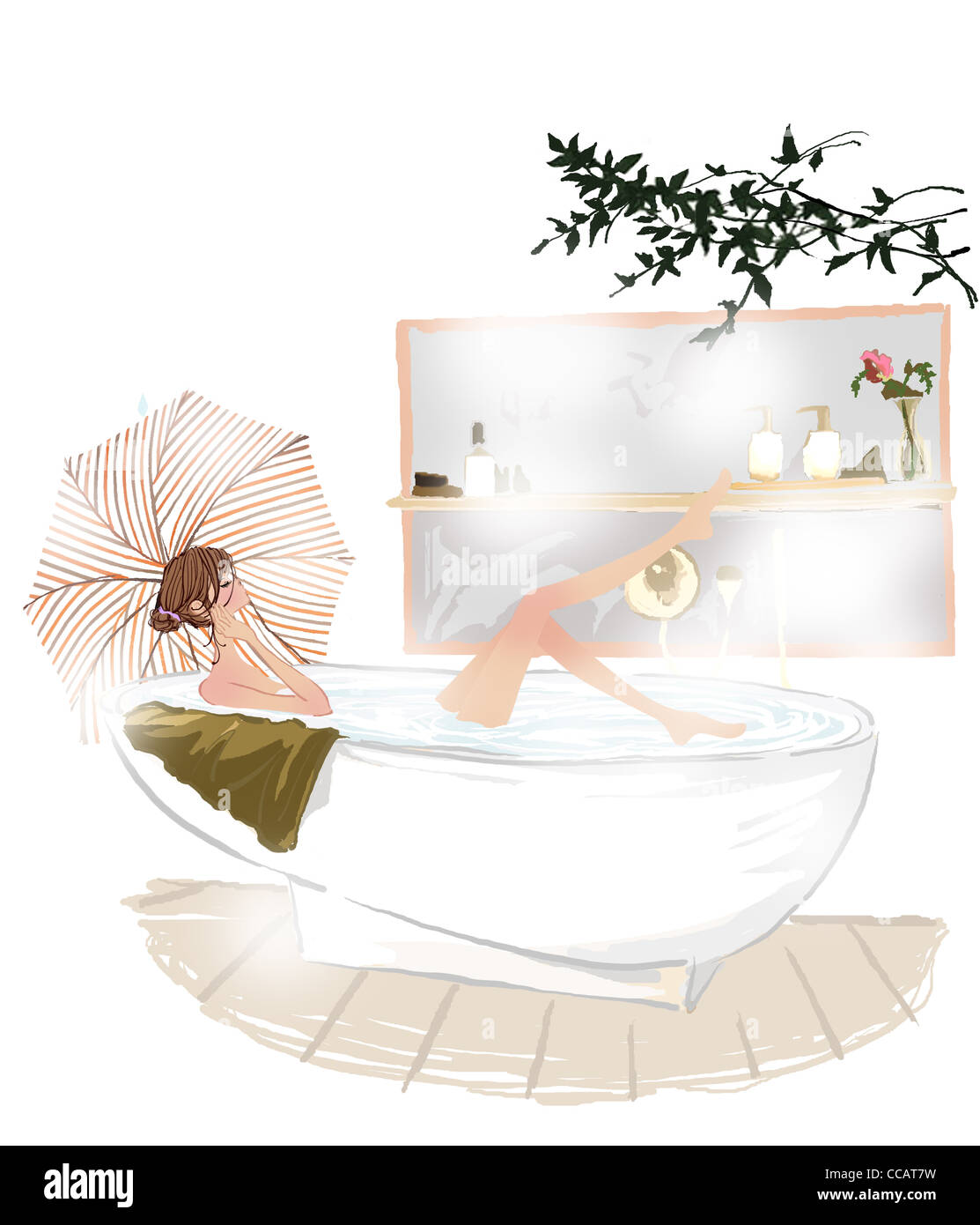 Woman Having Bath Stock Photo - Alamy