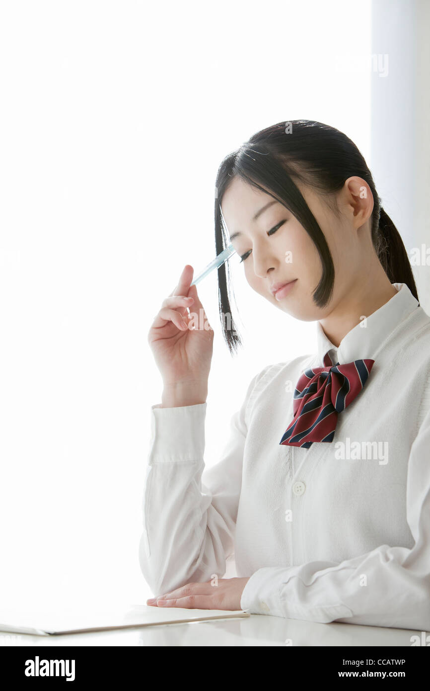 High school girl studying Stock Photo - Alamy