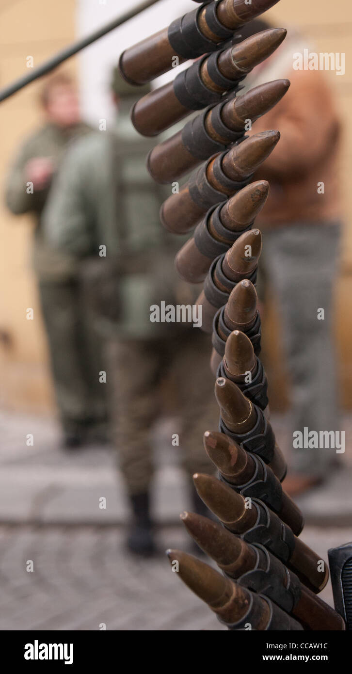 Bullets from an ammunition belt Stock Photo - Alamy