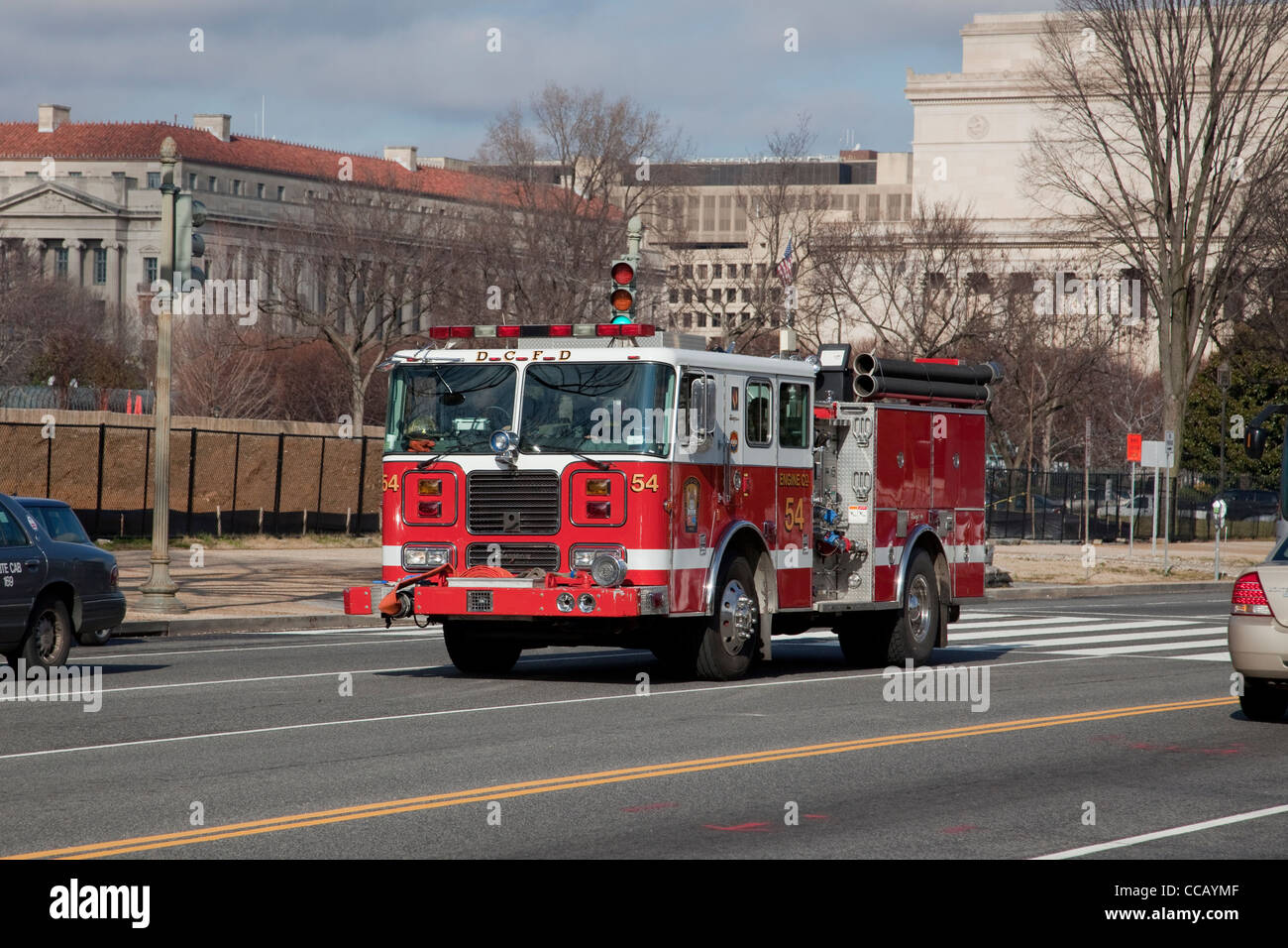 Fire Engine travelling in the center centre of Washington DC Stock ...