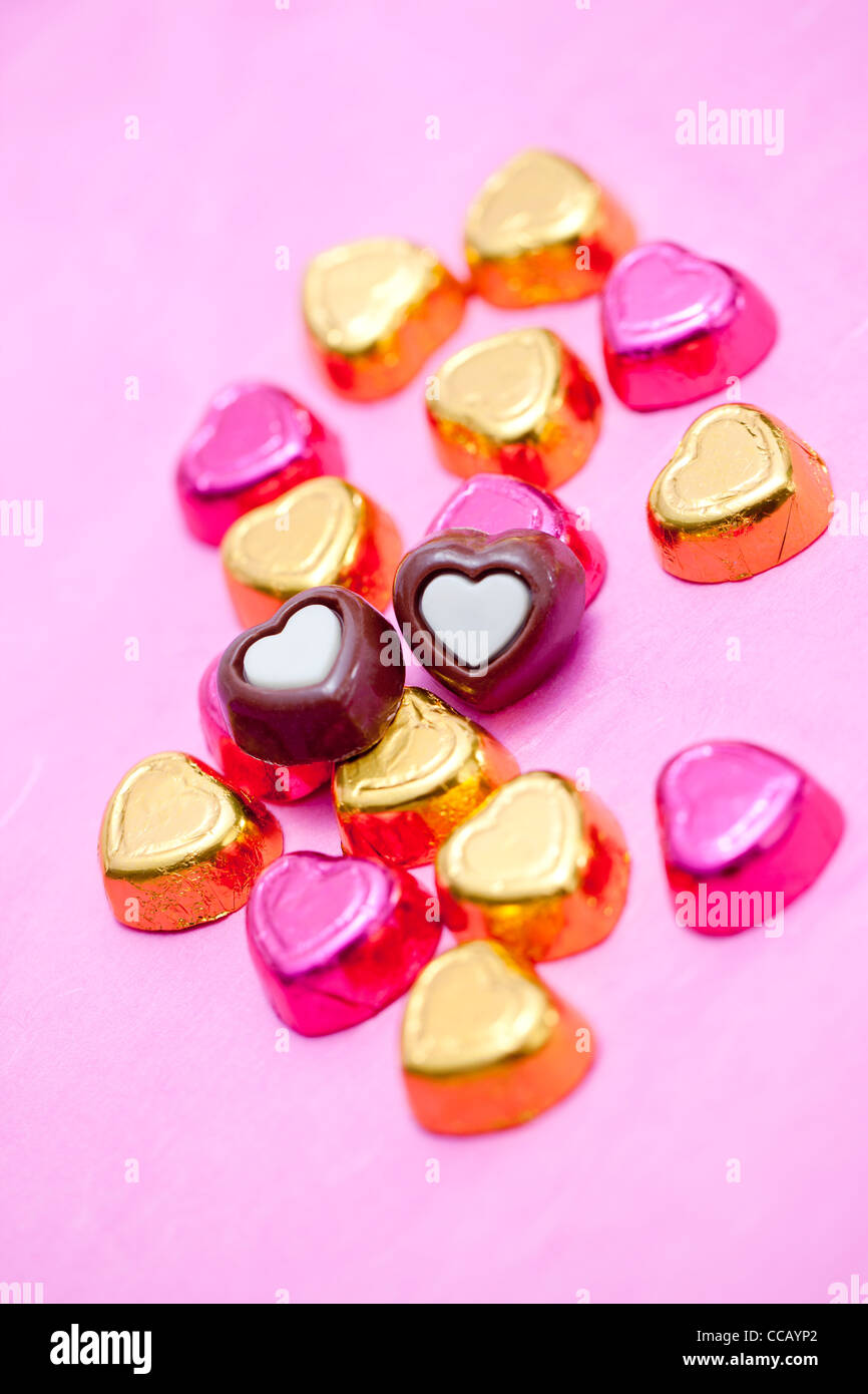 Heart shaped chocolates Stock Photo - Alamy