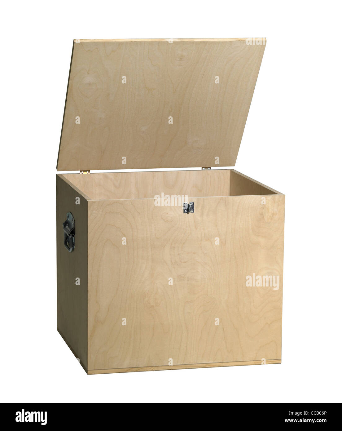 studio photography of a opened wooden box isolated on white, with ...