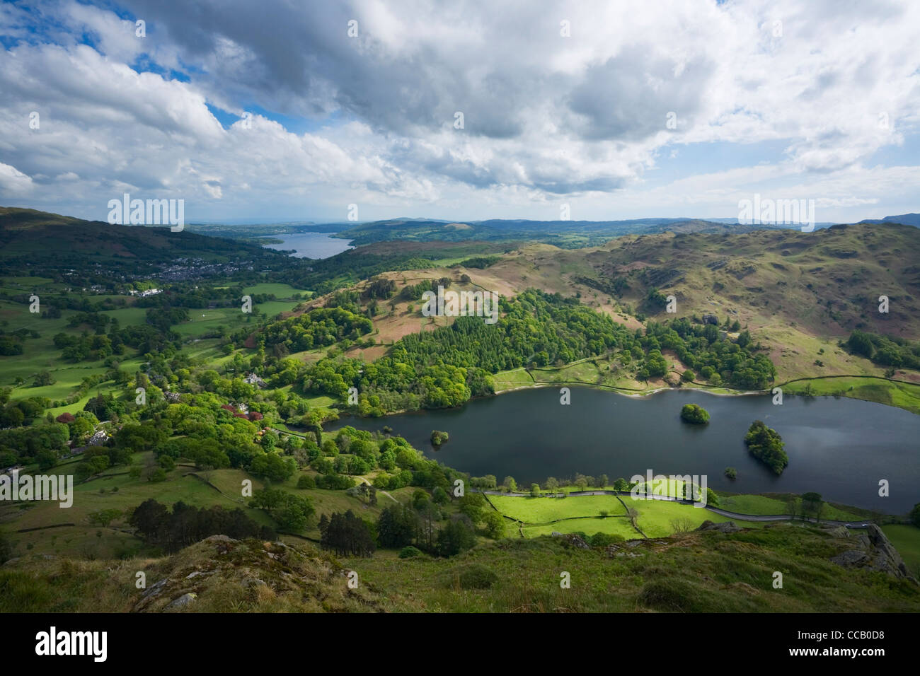 Rydal Water and Windermere in the Distance from Nab Scar. Lake District ...