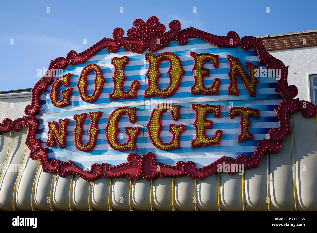 Golden Nugget sign amusements Great Yarmouth Stock Photo - Alamy
