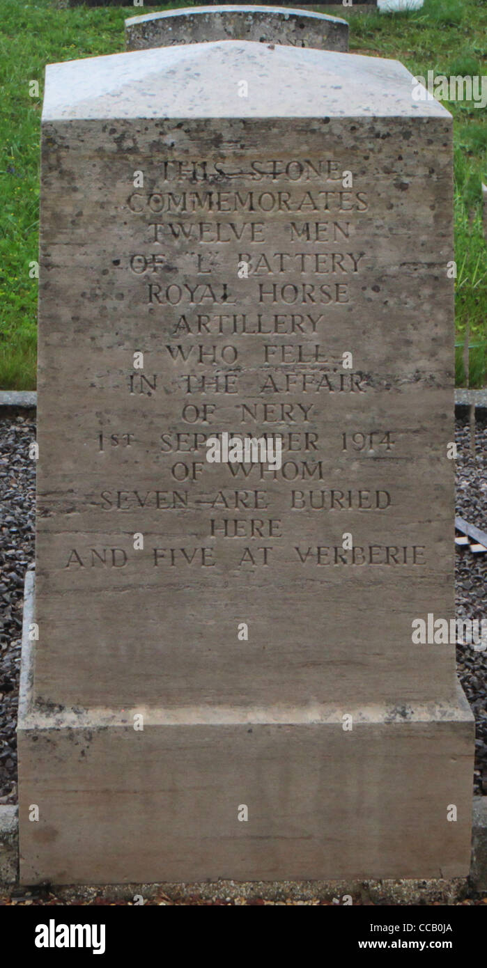 Remembrance stone in Nery Cemetery of members of L Battery Royal Horse ...