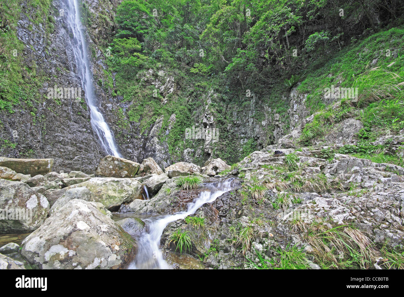 Close-up of a beautiful relaxing waterfall Stock Photo - Alamy