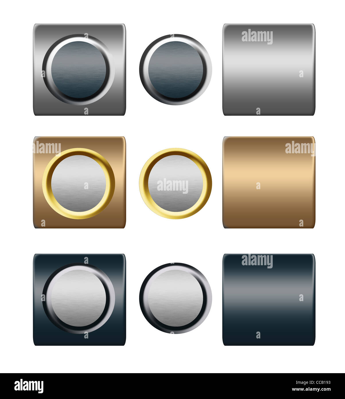 collection of silver gold metal choice or push buttons for insert text ...