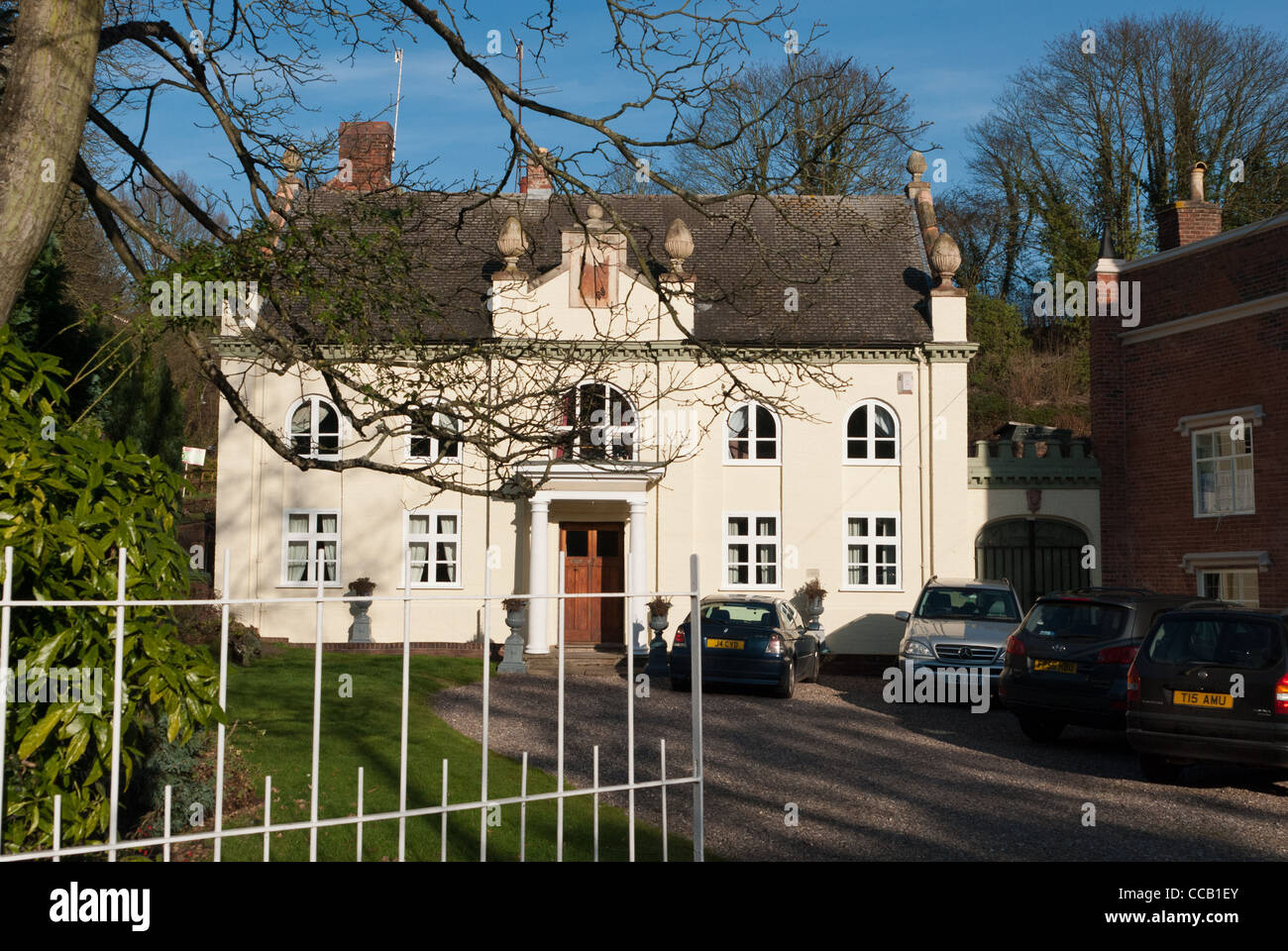 White painted house in the Worcestershire village of Wolverley Stock ...