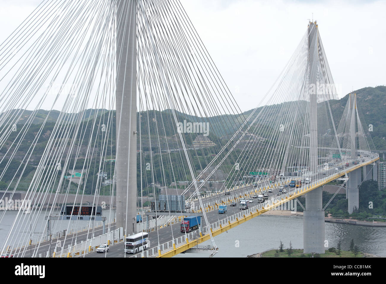 traffic bridge at day in hongkong Stock Photo - Alamy