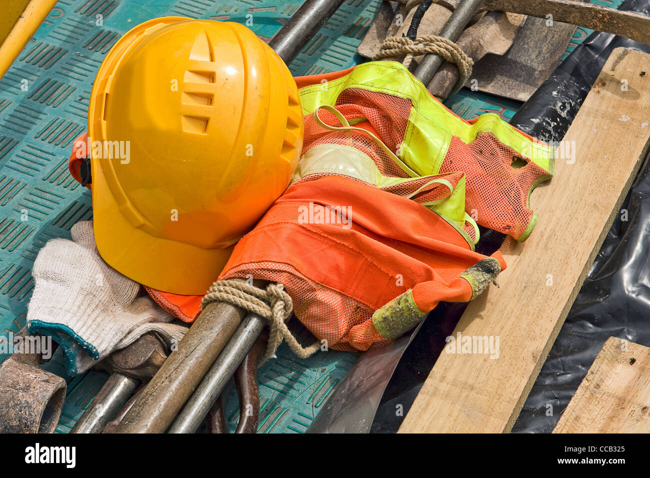 Construction worker supplies close up Stock Photo - Alamy