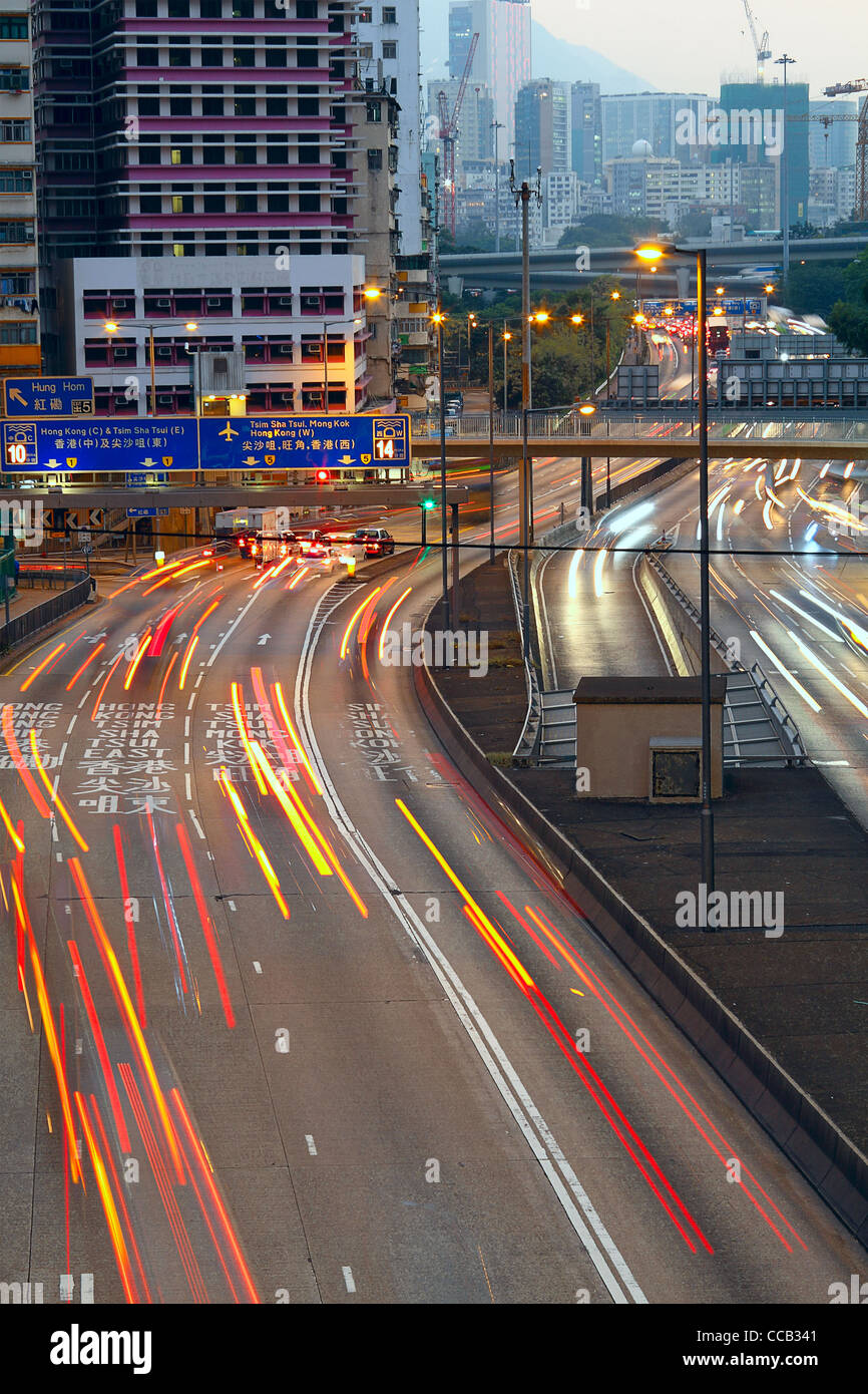Busy traffic hour in sunset momentt Stock Photo - Alamy