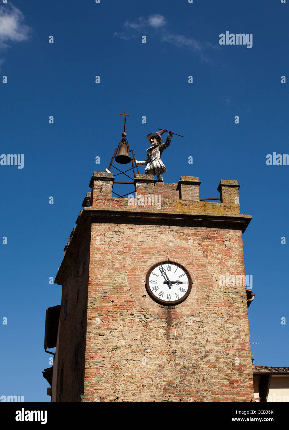 A bell tower with bell ringer. Montepulchiano, Italy Stock Photo - Alamy