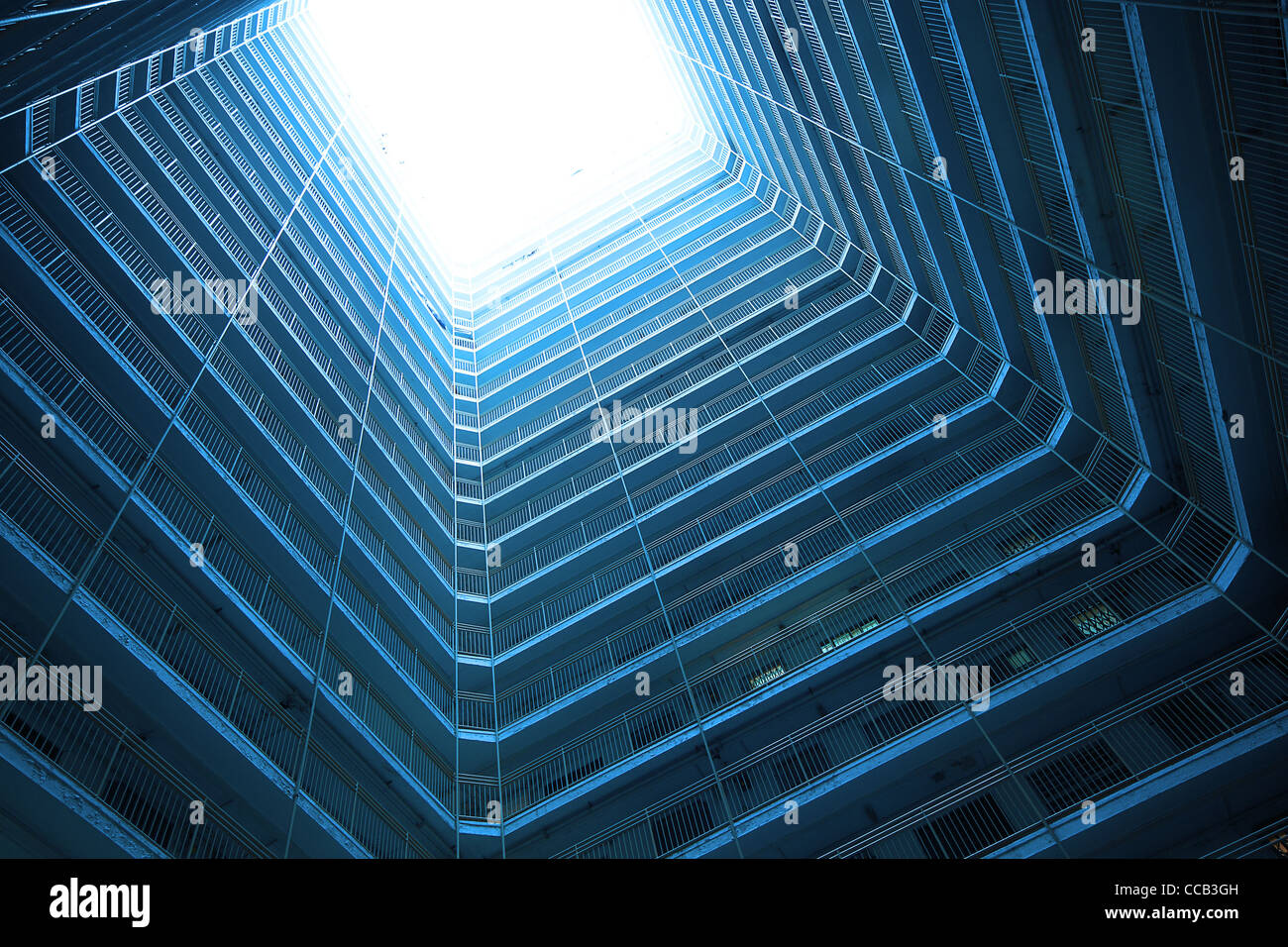 Square building in blue tone, make science fiction feeling Stock Photo ...