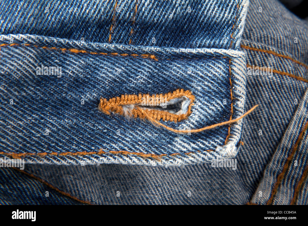 Blue jeans with buttonhole Stock Photo - Alamy