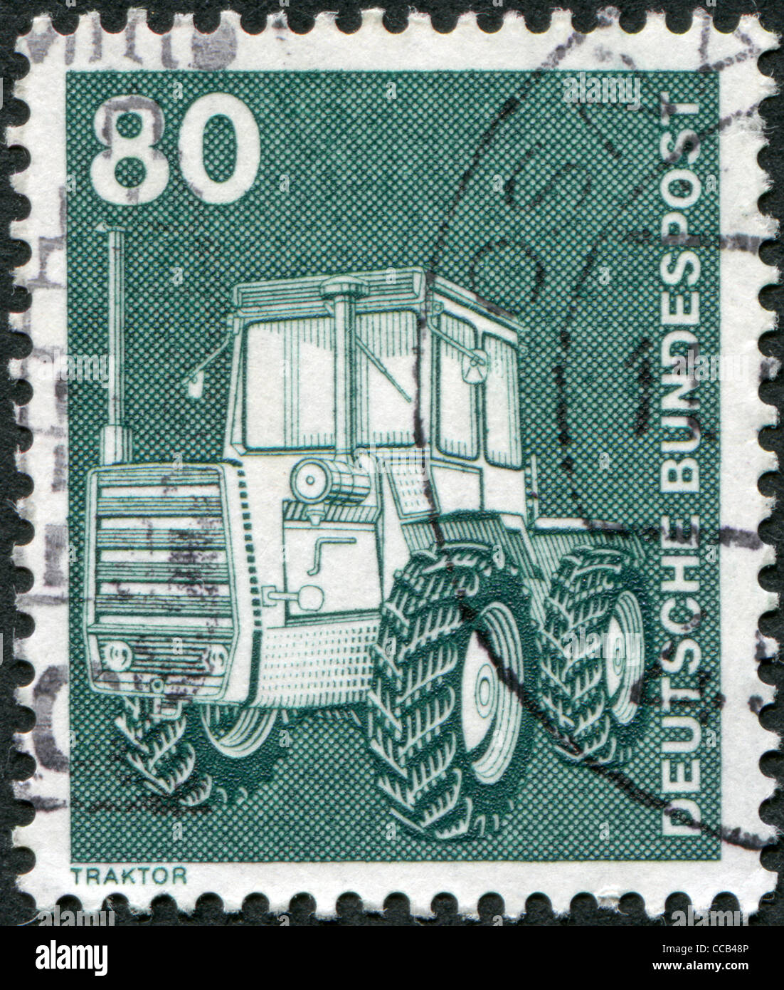 GERMANY - CIRCA 1975: A stamp printed in the Germany, shows a tractor ...