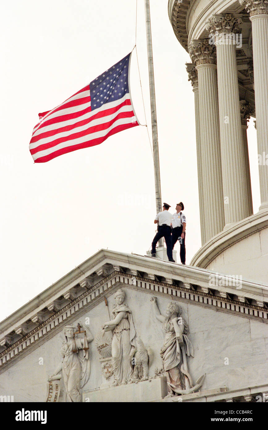 US Capitol lower the flag to half mast following a shooting that killed ...