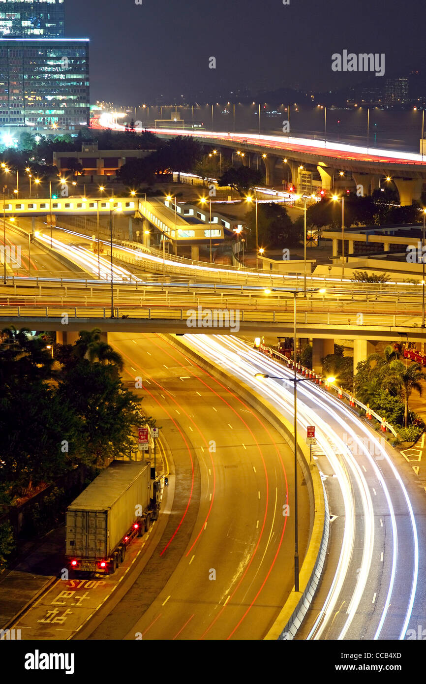 urban landscape at night and through the city traffic Stock Photo - Alamy