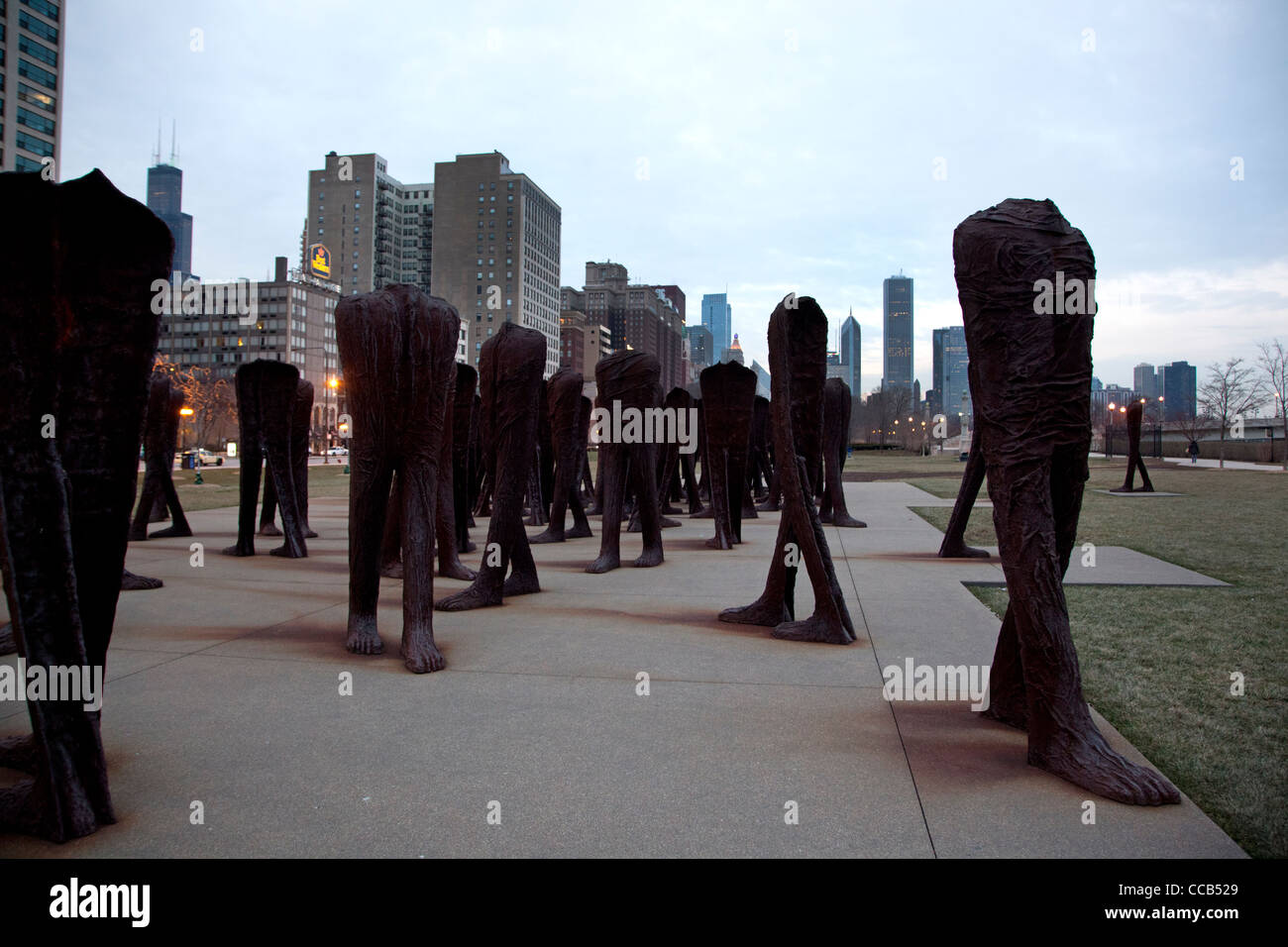 The sculpture called Agora in Chicago's Grant Park, composed of 106 ...