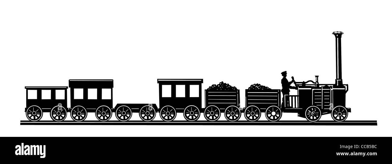 vector old-time train on white background Stock Photo - Alamy