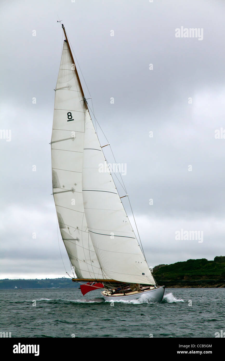 a sailing boat in Falmouth harbour Stock Photo - Alamy