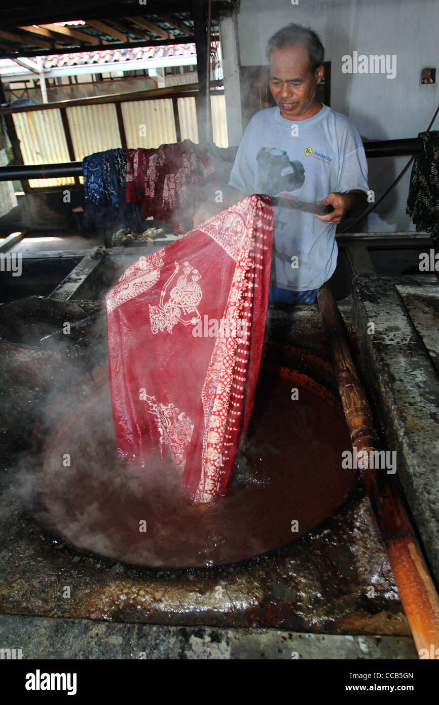 dying washing batik fabric production Yogyakarta Indonesia Stock Photo ...