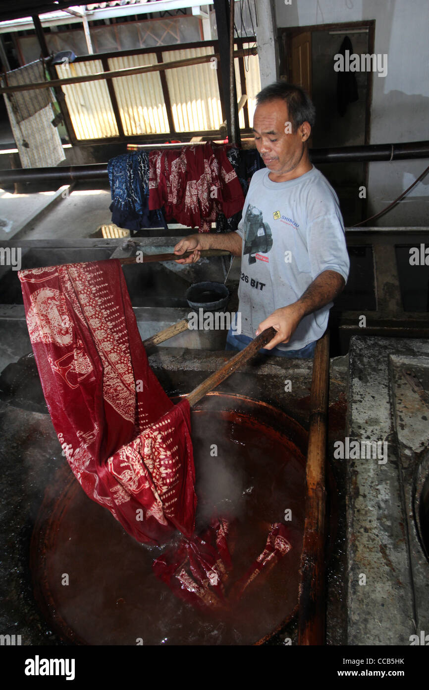 dying washing batik fabric production Yogyakarta Indonesia Stock Photo ...