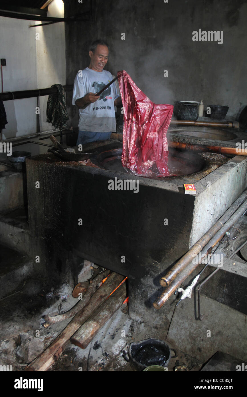 dying washing batik fabric production Yogyakarta Indonesia Stock Photo ...