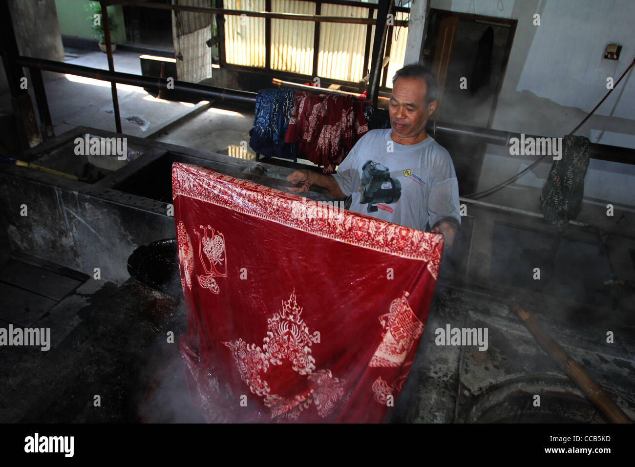 dying washing batik fabric production Yogyakarta Indonesia Stock Photo ...