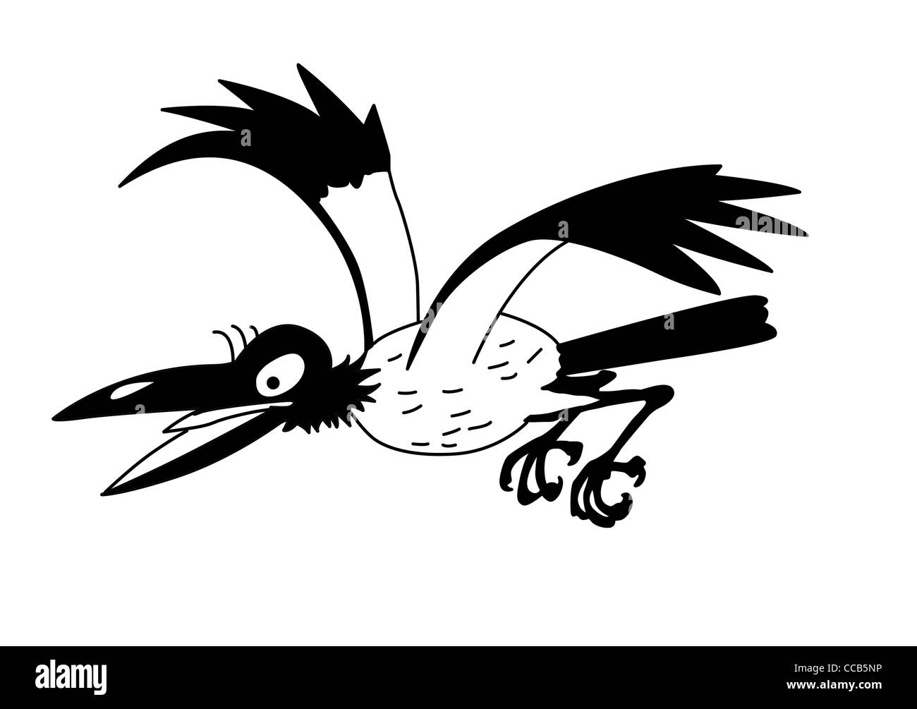 vector drawing flying crow on white background Stock Photo - Alamy