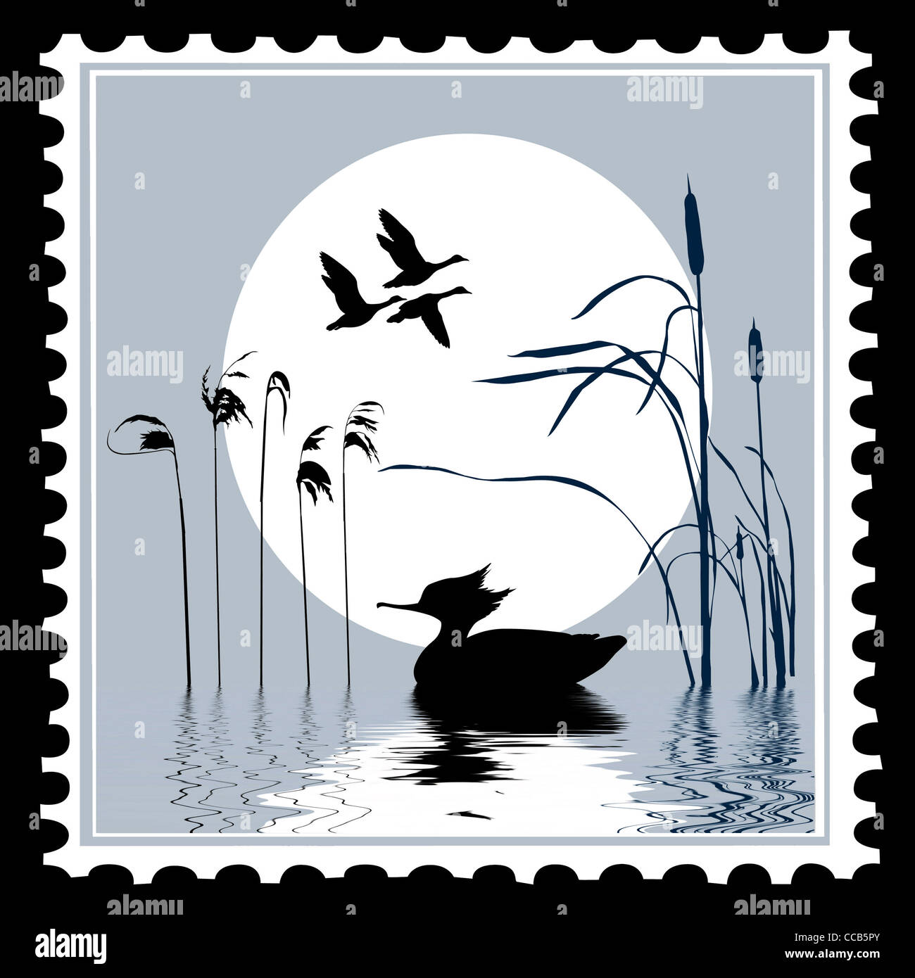 vector silhouette bird on postage stamps Stock Photo - Alamy