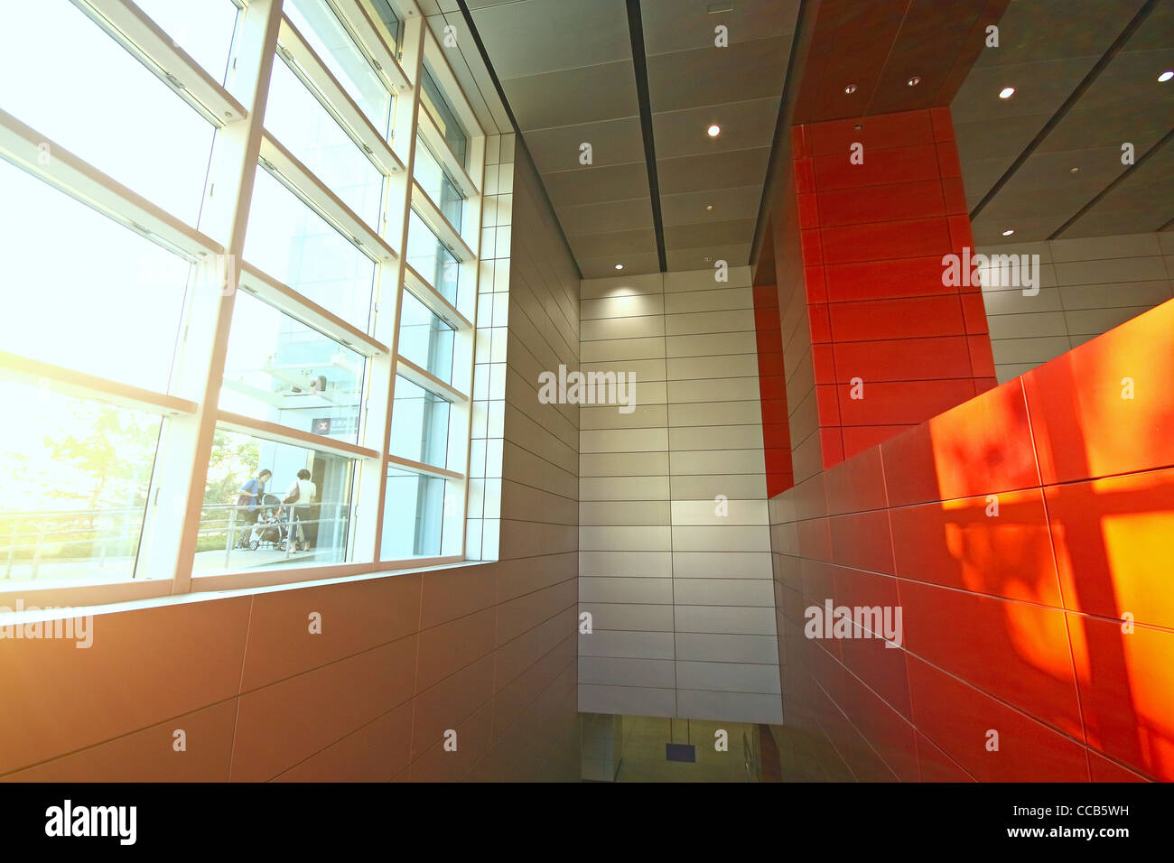 modern building and red metal wall indoor Stock Photo - Alamy