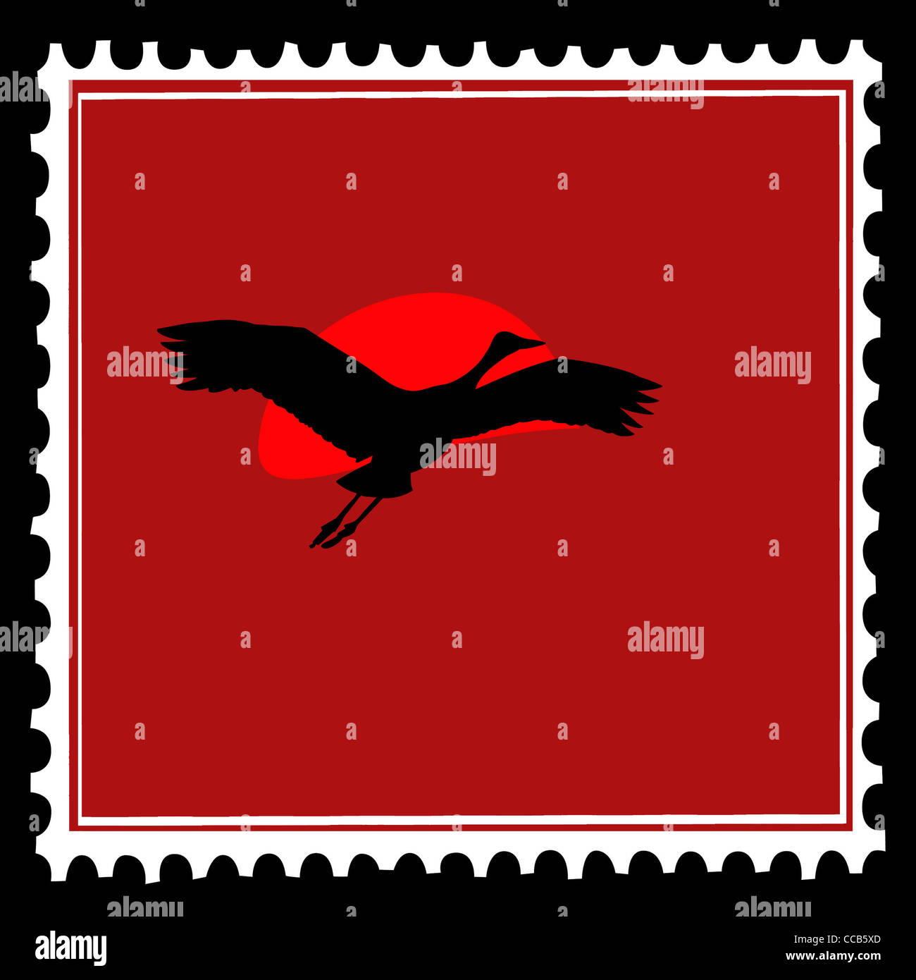 flying crane on postage stamps. vector Stock Photo - Alamy