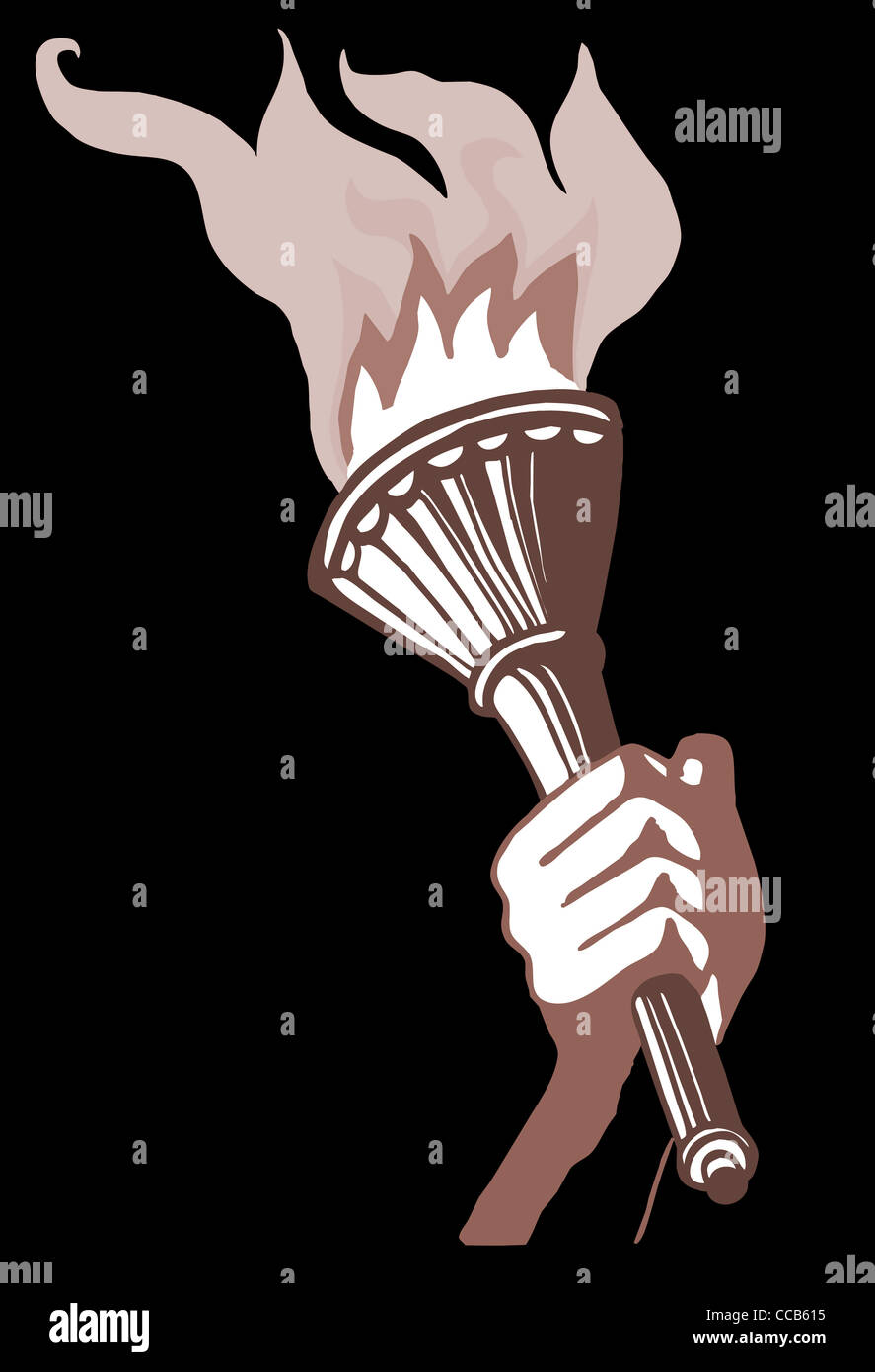 drawing of the torchlight in hand of the person Stock Photo - Alamy