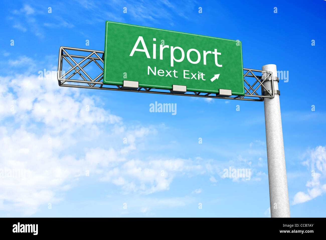 Highway Sign - next exit to the Airport Stock Photo - Alamy