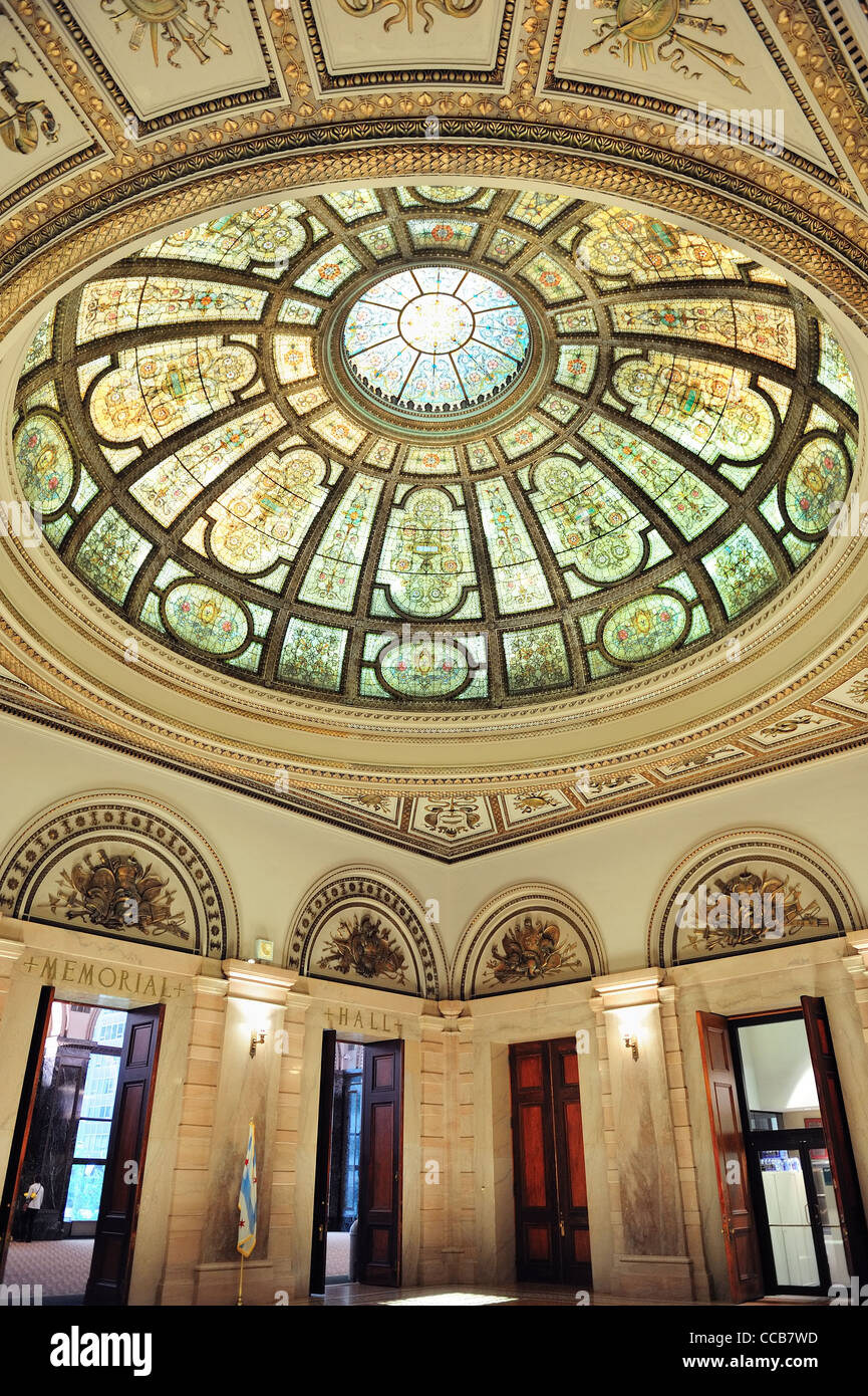 Chicago Cultural Center interior view with Healy and Millet stained ...