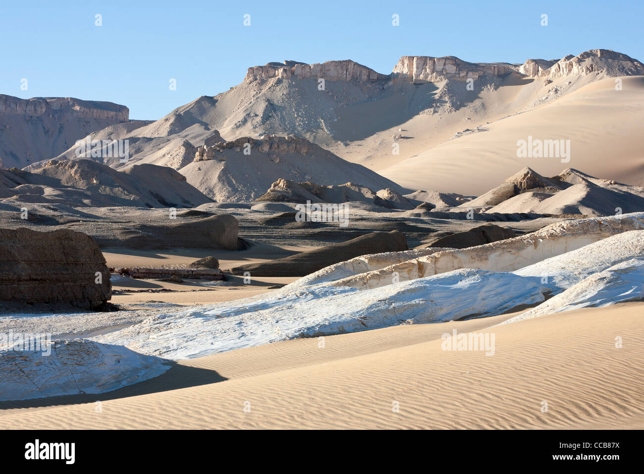White limestone intrusion on edge of yardang field Dakhla Oasis Egypt ...