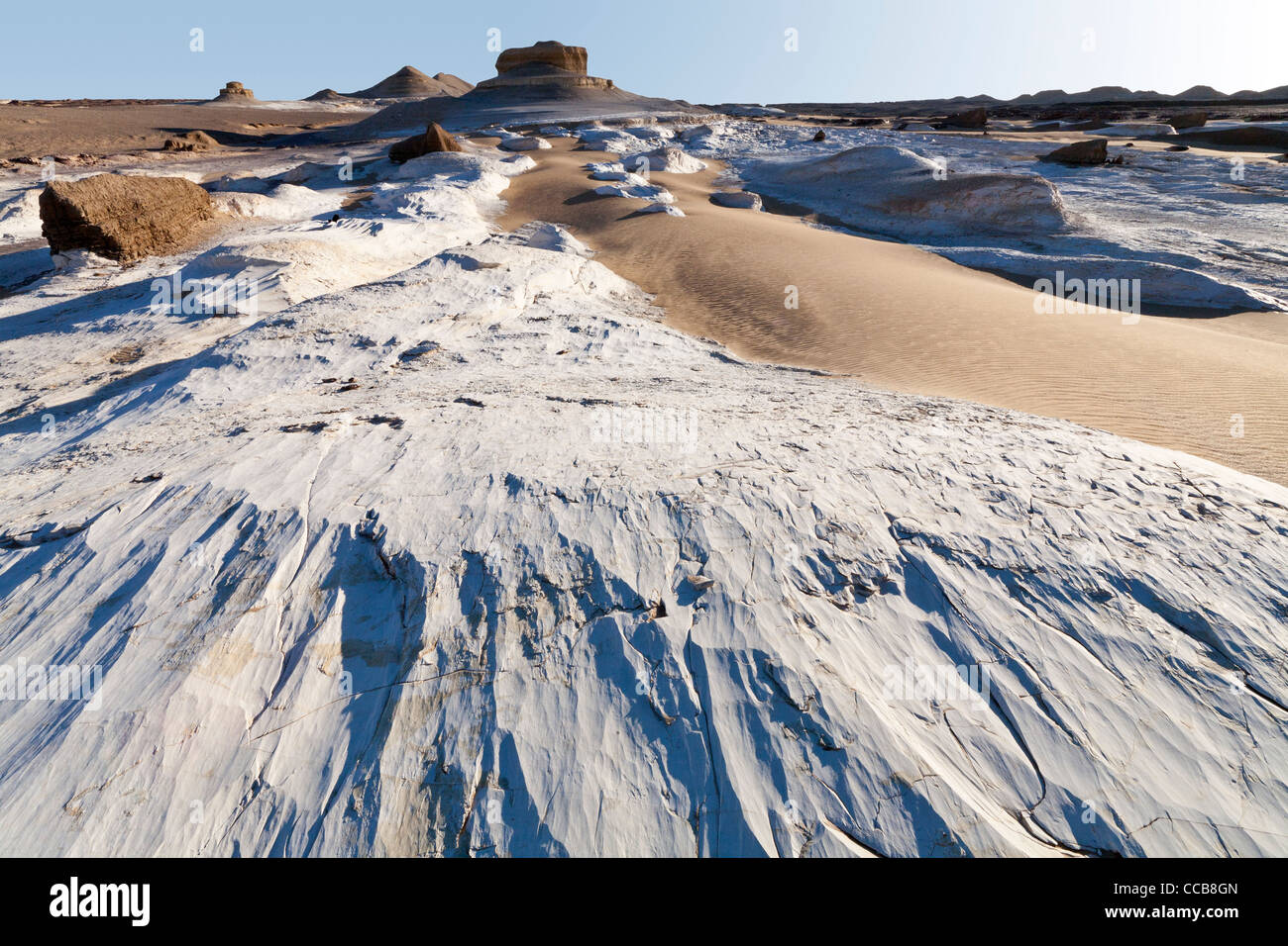 White limestone intrusion on edge of yardang field Dakhla Oasis Egypt ...