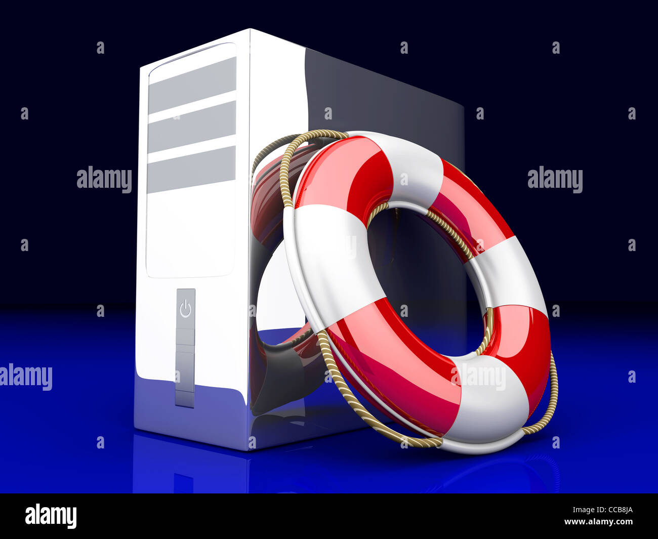 A life belt with a Desktop PC Stock Photo - Alamy