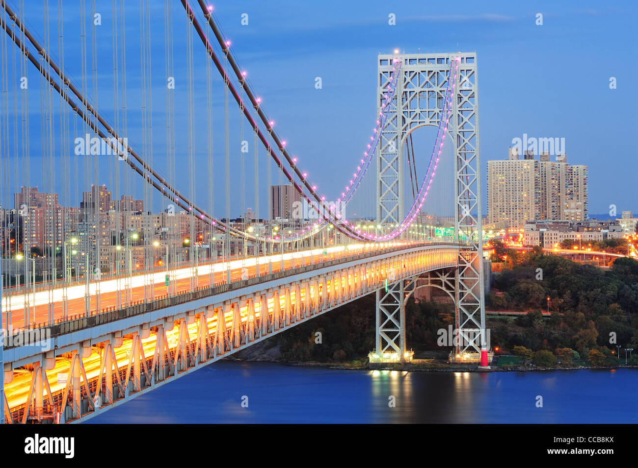 George Washington Bridge at dusk over Hudson River Stock Photo - Alamy
