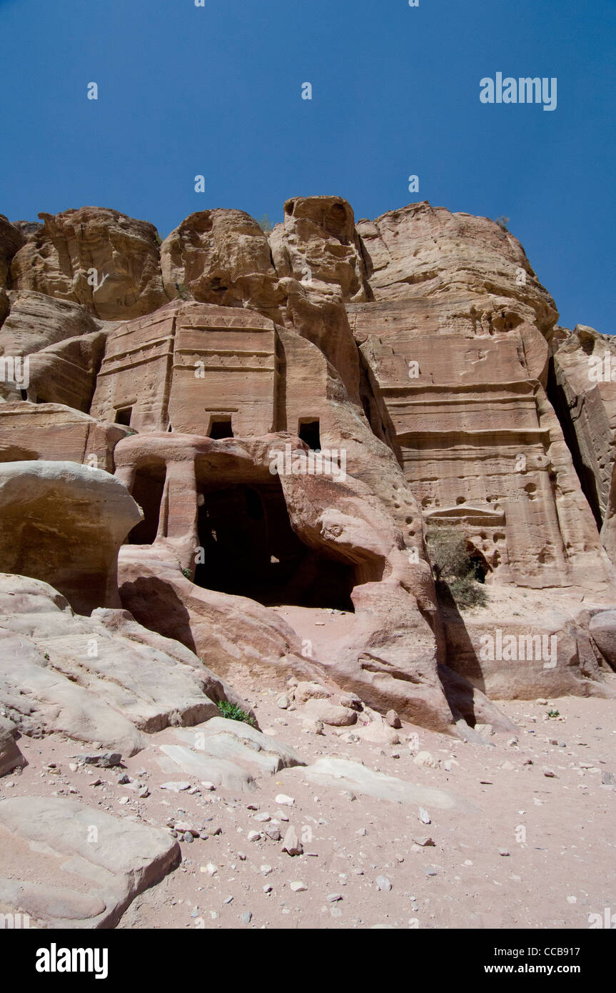 Jordan, Ancient Nabataean city of Petra. The "Street of Facades Stock ...