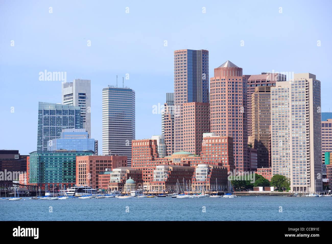 Boston waterfront view with urban city skyline and modern architecture ...
