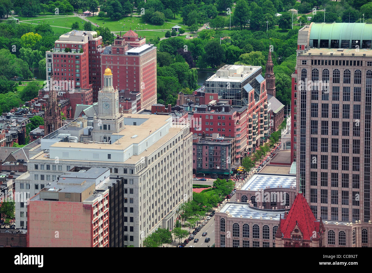 Boston downtown aerial view with historical architecture, street and ...