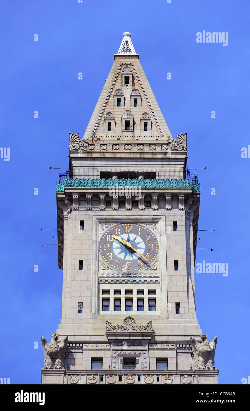 Boston Custom House Clock Tower closeup in downtown Stock Photo - Alamy