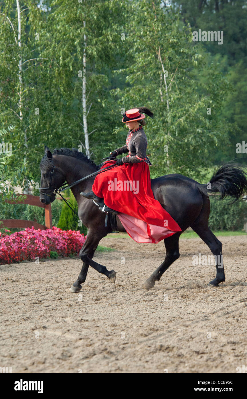 Hungary, Budapest, Lazsr Lovaspark. Traditional Hungarian horse show ...