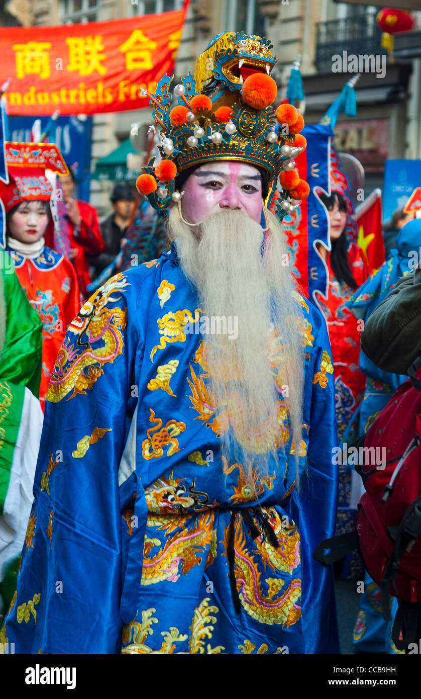 Paris, France, Chinese Men in Traditional Costumes, Parading in Chinese ...